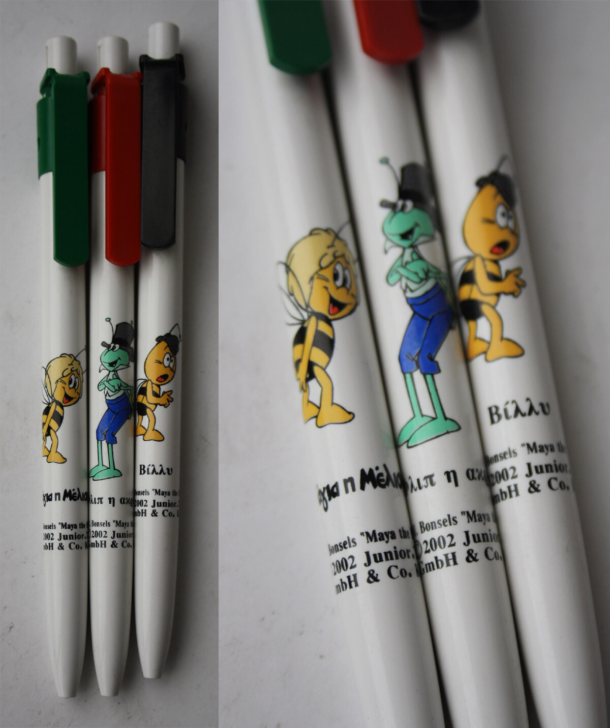3X RARE GREEK 2002 MAYA BEE PENS FLIP WILLY STATIONERY PEN SET NEW NOT ...