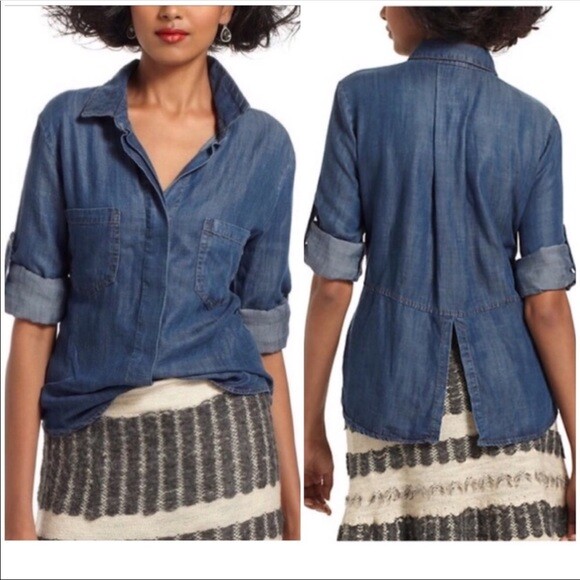 Cloth & Stone Split Back Button Down Shirt Size XS - Gem