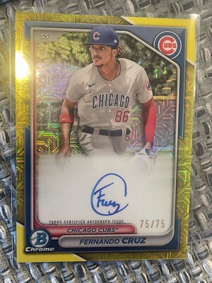 Fernando Cruz 2024 Bowman Chrome Mega Mojo Yellow Refractor Auto 75/75 ...