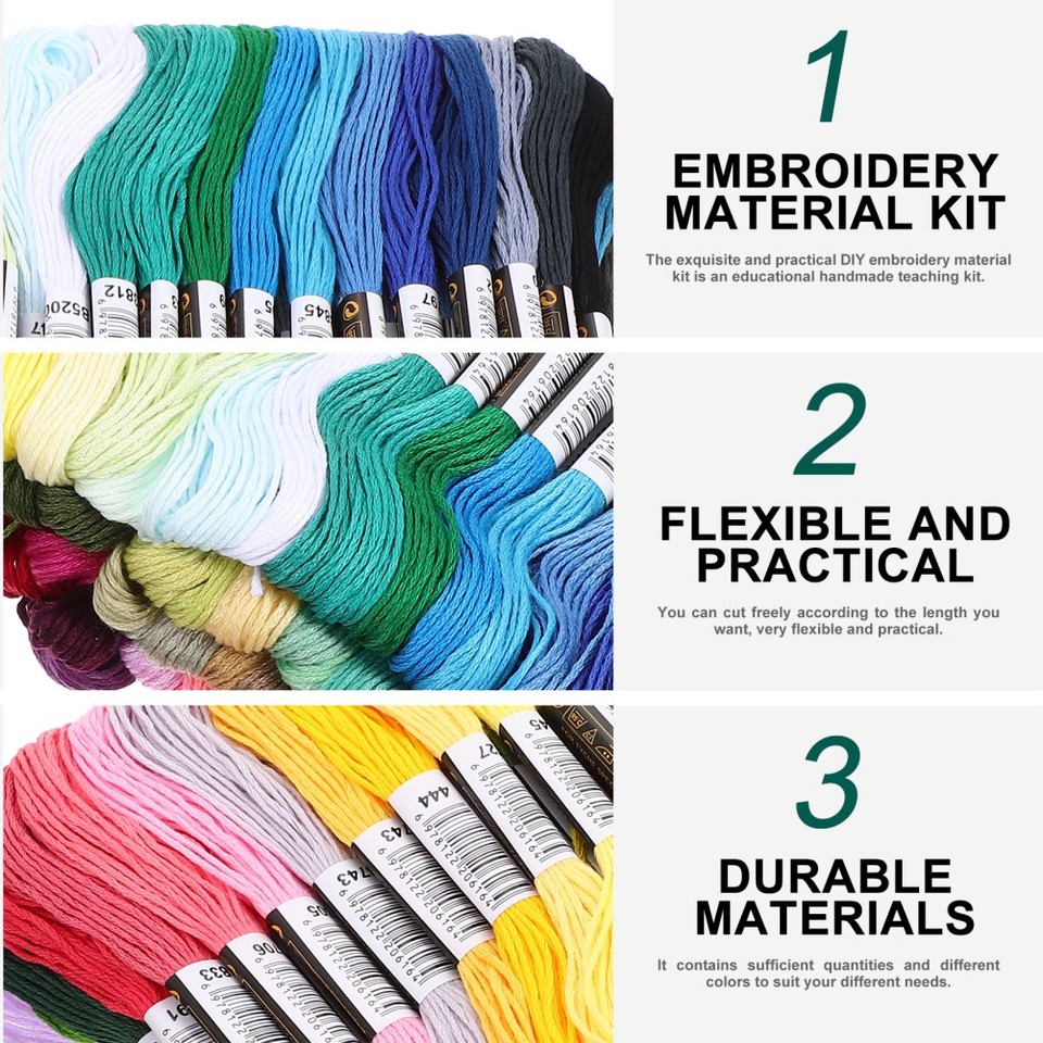 Embroidery Thread Kit Variegated Accessories and Supplies for Beginner ...