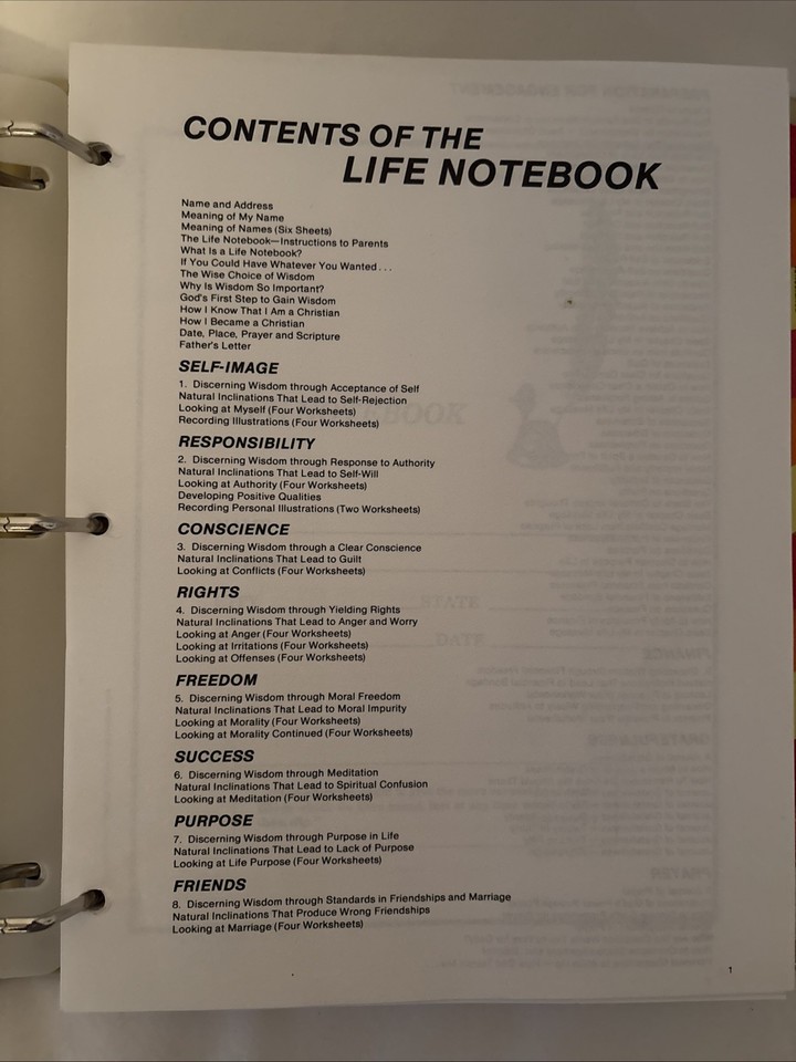 Bill Gothard Institute in Basic Youth Conflicts Life Notebook New! | eBay