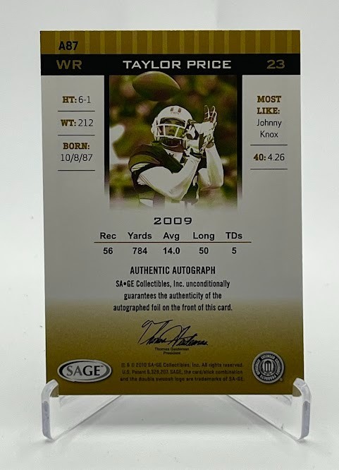 Taylor Price 2010 Sage Rookie RC Auto ( Patriots ) | eBay