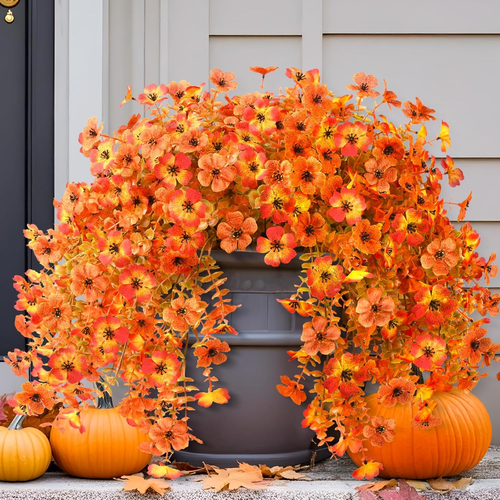 Artificial Fall Flowers for Outdoors Realistic Faux Autumn Hanging ...