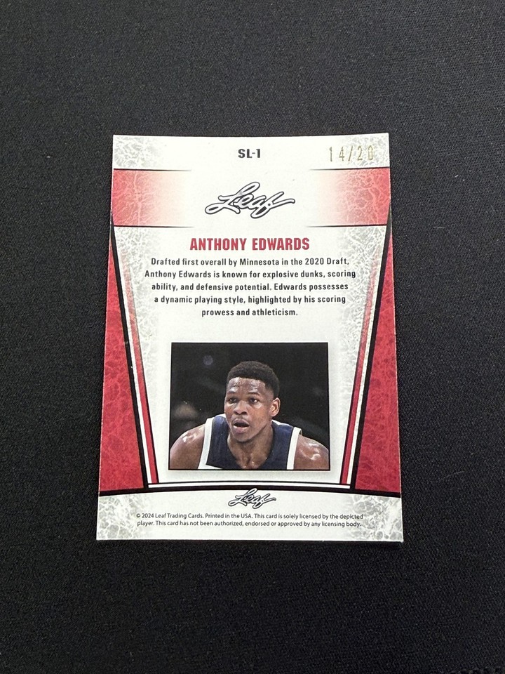 Anthony Edwards 2024 Leaf Metal Legend Blue /20 RC Timberwolves | eBay