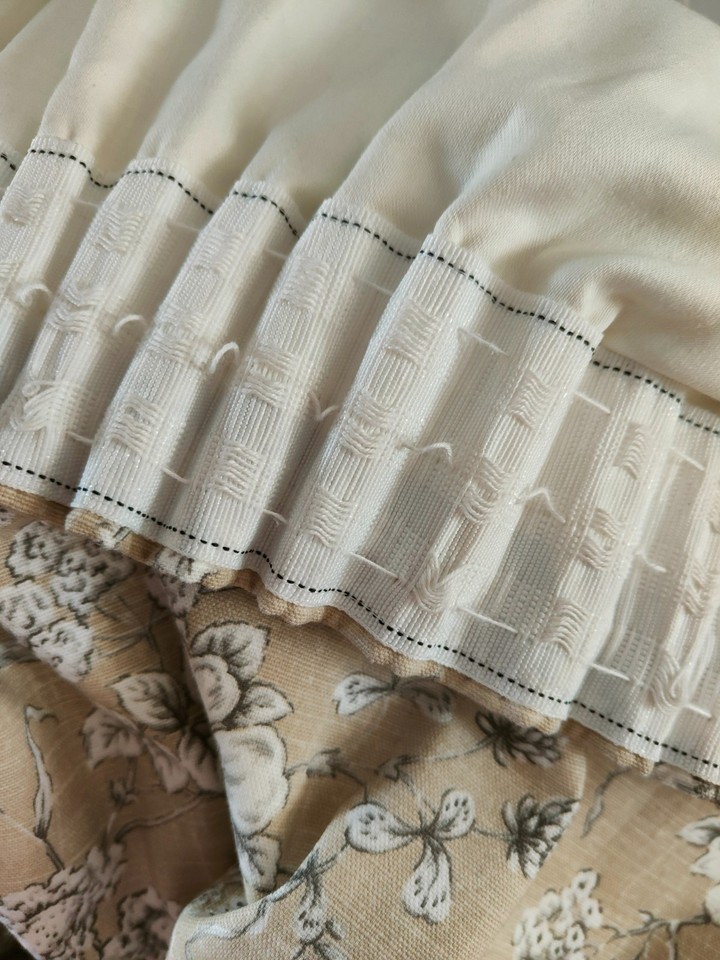 Pair of ILIV Floral Finch Bird Barley Cream Cottage Curtains 122" x84 ...