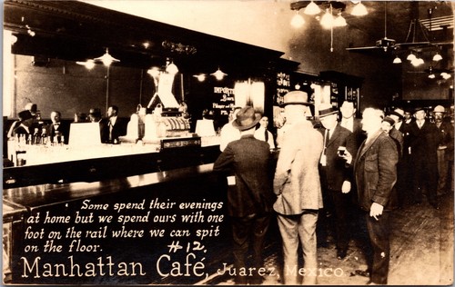 Manhattan Café Juarez Mexico Bar Interior RPPC Early 1900s Saloon Scene ...