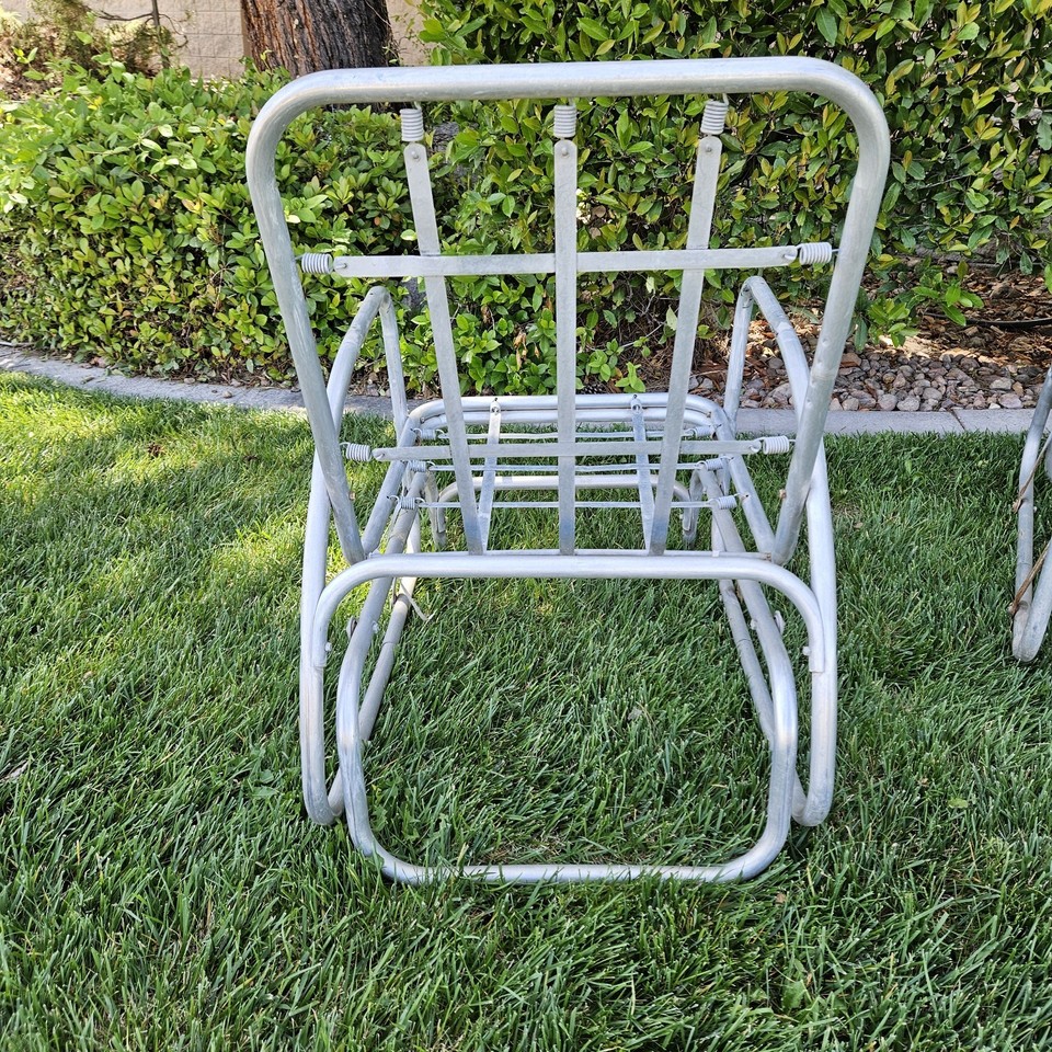 Lot 4 Vintage MCM Glider Chair Aluminum Lawnlite Club Patio Outdoor Set ...
