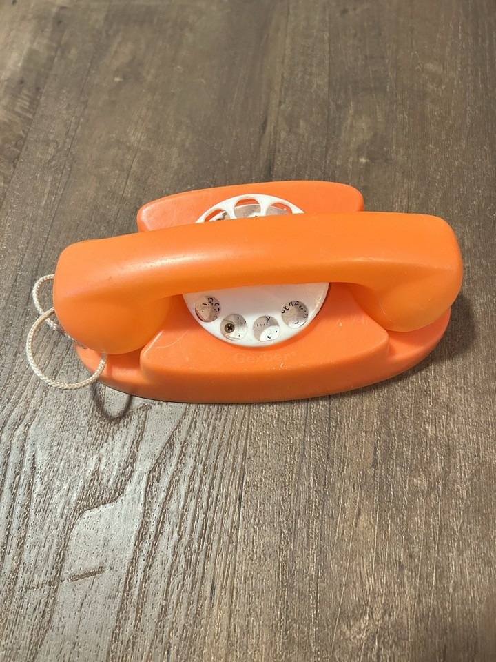 Vintage Gerber Orange Plastic Toy Play Rotary Phone | eBay