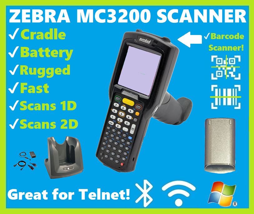 Zebra MC32N0-GI4HCHEIA Wireless Barcode Scanner 1D/2D/QR Windows CE7 ...
