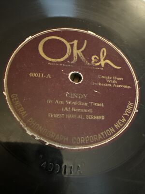 Okeh 78 RPM Ernest Hare & Al Bernard - Cindy / Samuel Johnson 40011 V ...