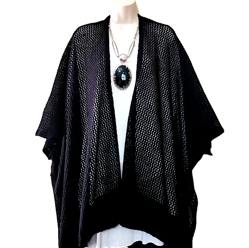 Kimono Artsy Boho Black Breathable Topper Plus One Size 1X 2X 3X 4X ...