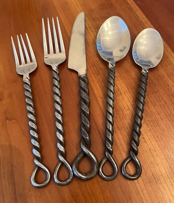 Pottery Barn PBN6 Stainless Flatware Twisted Handle - Choice | eBay