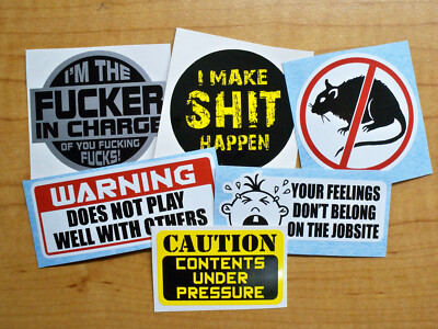 6pk Funny Hard Hat Stickers | No Rats In Charge Under Pressure Foreman ...
