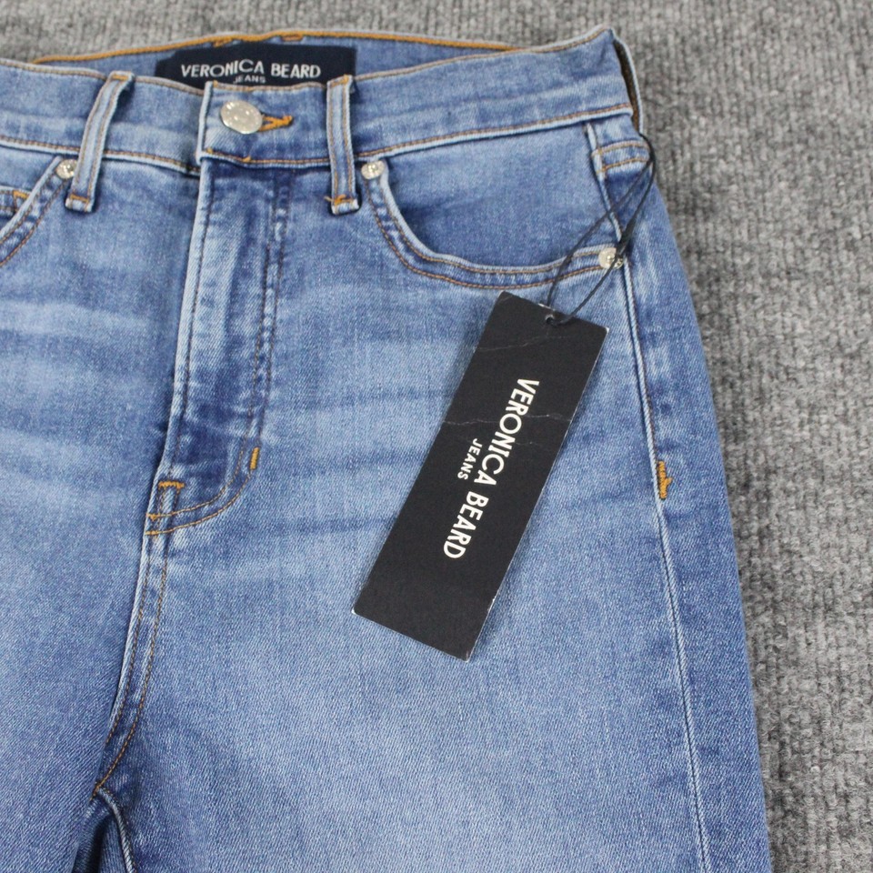 Veronica Beard Jean 25 Carson High Rise Ankle Flare Denim Blue Stretch ...