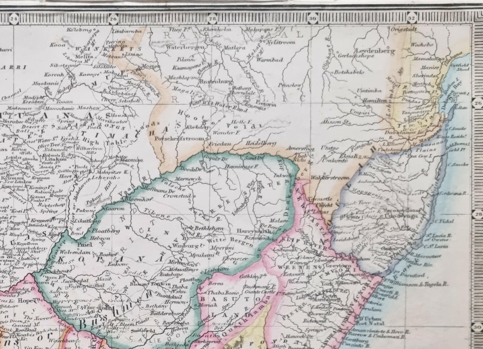 1872 HAND COLOURED MAP SOUTH AFRICA WORCESTER GEORGE CAPE GOOD HOPE ...