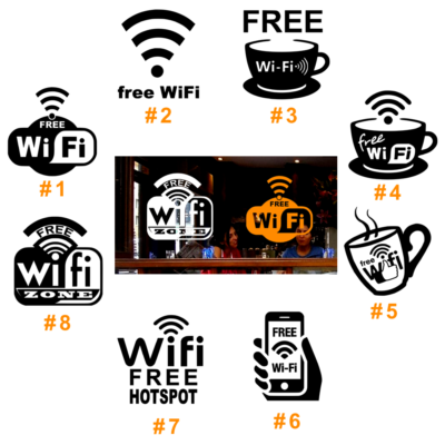 Free WiFi Vinyl Decal Sticker Car Wall Window Laptop Hot Spot Internet ...