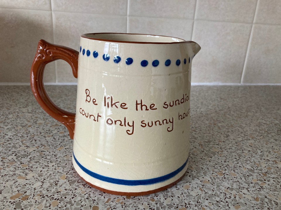 Dartmouth Jug Devon Ware Motto c 1940 - 1950 Sundial Count the Sunny ...