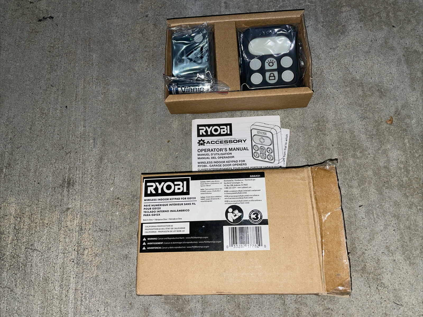 RYOBI Inside Garage Door Keypad Wireless Opener with Indoor Receiver ...