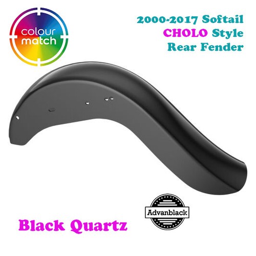 Black Quartz Stretched Cholo Rear Fender for 00-17 Harley Softail FLSTF ...
