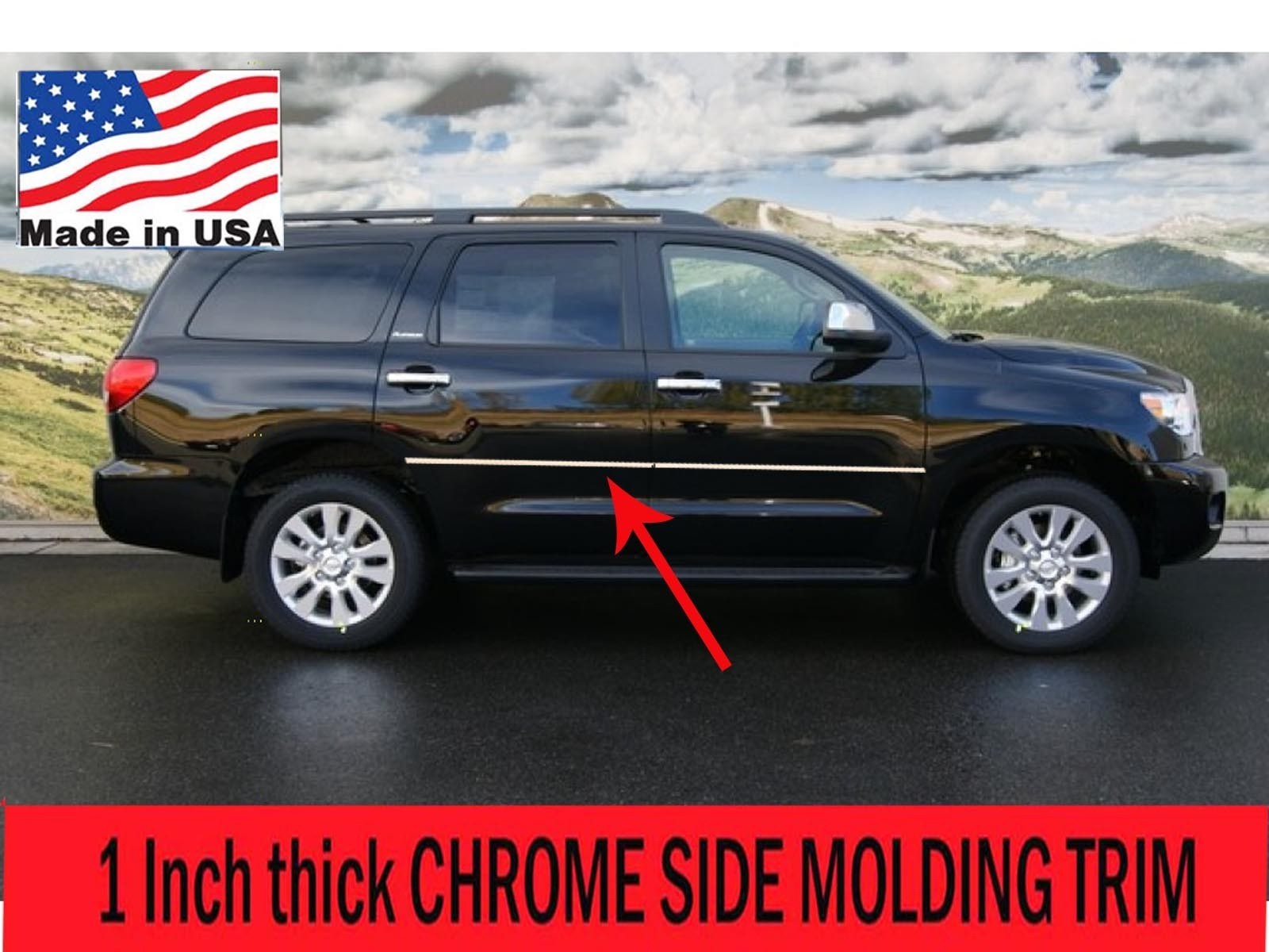 2008-2023 Toyota Sequoia Flexible Chrome Side Door Molding Rocker Panel ...