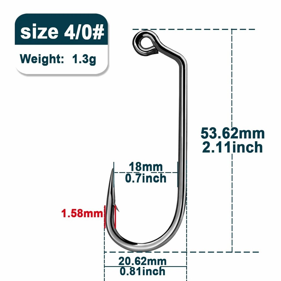 100Pcs Fishing Jig Hooks High Carbon Steel 60 Degree Aberdeen Hooks ...