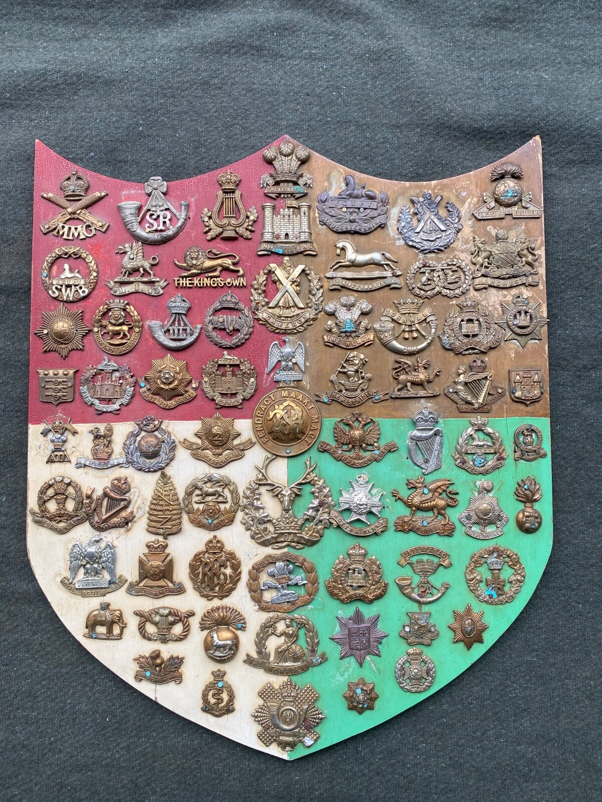 Collection of Original WW1 British Army Cap Badges - Shield Mounted ...