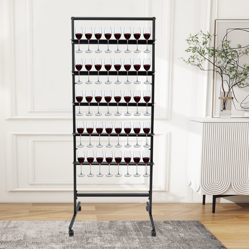 5-Tier Metal Champagne Flutes Display Stand, Champagne Wine Glass ...