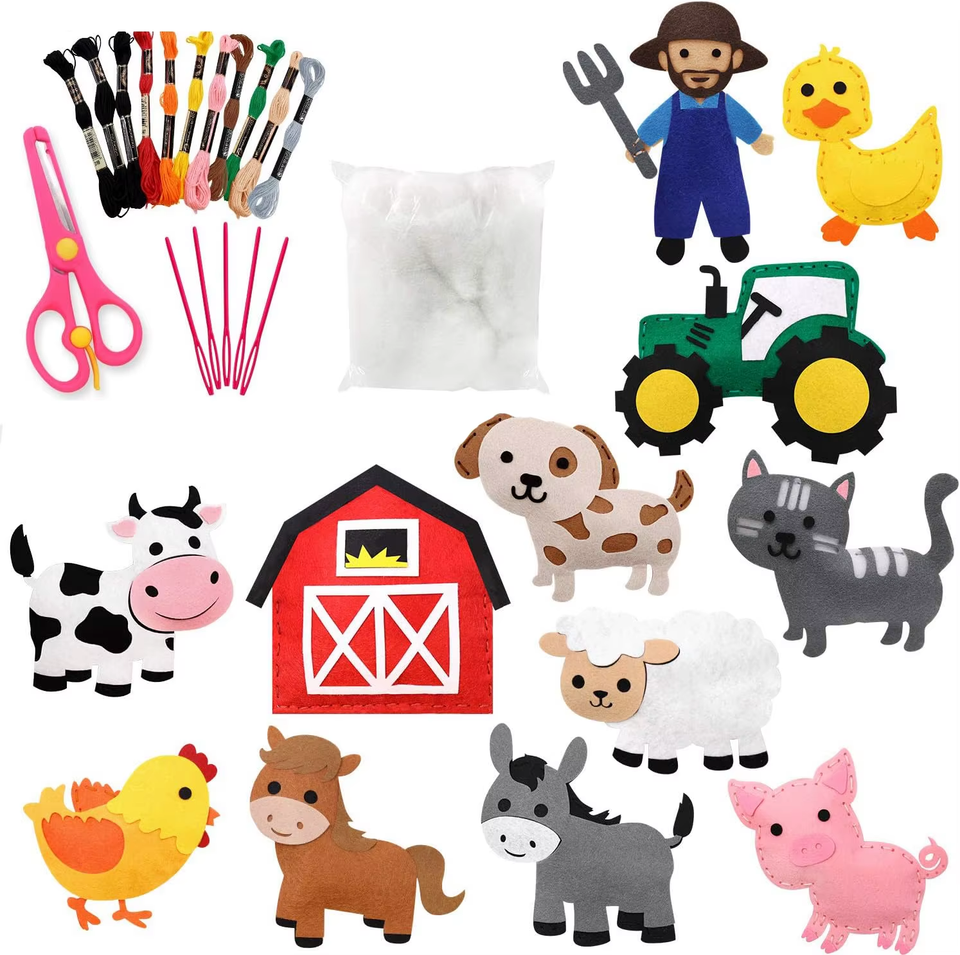 Farm Animals Sewing Craft Kit Felt Animal DIY Craft Sewing Kit for ...