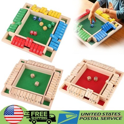 Shut The Box Dice Board Game Wooden Flaps&Dices Game 4 Players Pub Bar ...