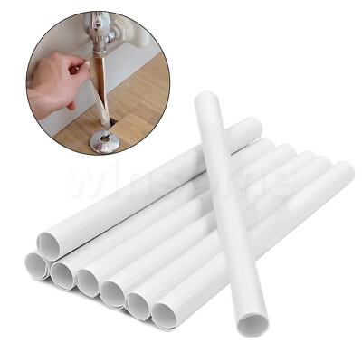8 Pc White Radiator Pipe Sleeves Long PVC Shrouds Snap Around Pipes ...