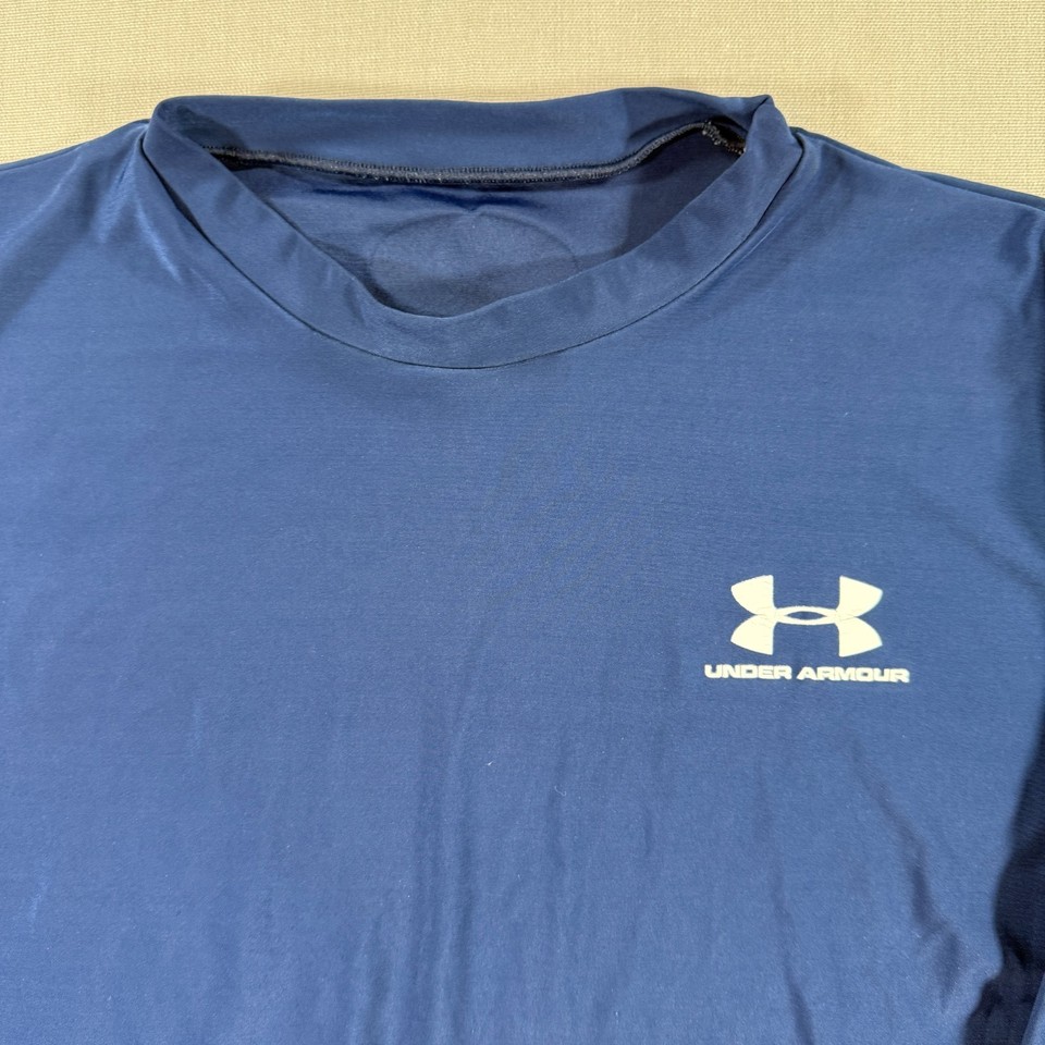 Under Armour Long Sleeve Compression Shirt Mens Large Blue Y2K Cationic ...