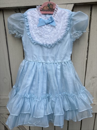Vintage Sweet n Sassy Girl’s Dress Ruffles Lace Bell Blue Layers ...