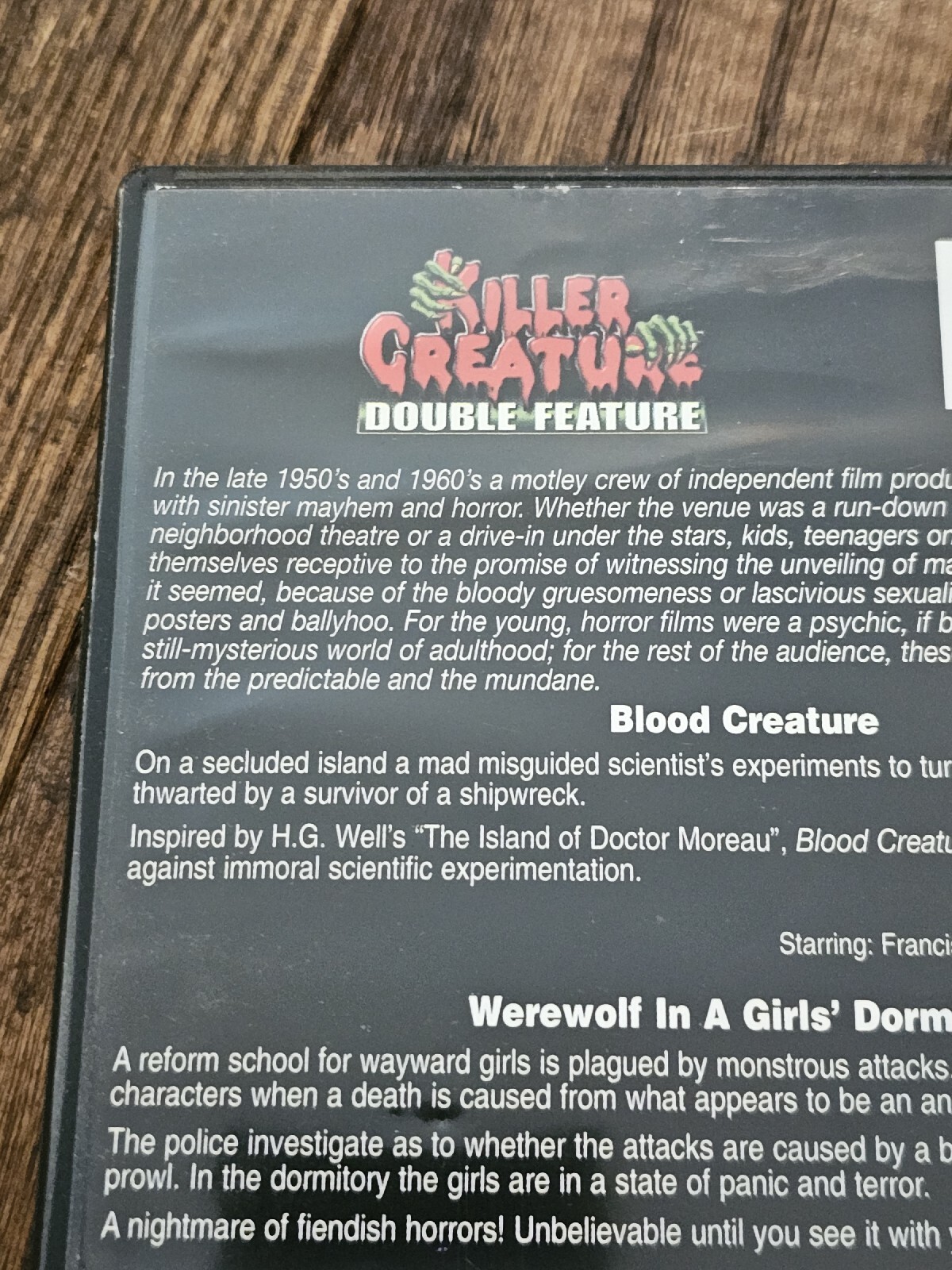 Blood Creature Werewolf in a Girls Dormitory DVD 2001 Hollywood Horror ...