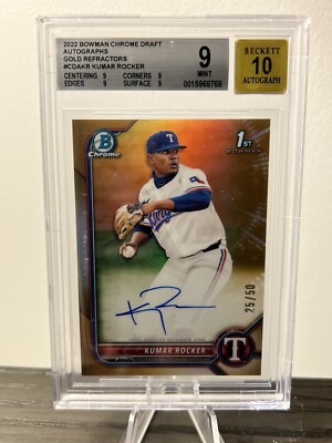 2022 1st Bowman Chrome Draft Kumar Rocker Gold Refractor Auto /50, BGS ...