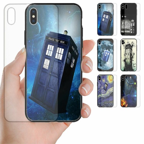 For OPPO Phone Series Police Box Theme Print Tempered Glass Back Phone ...