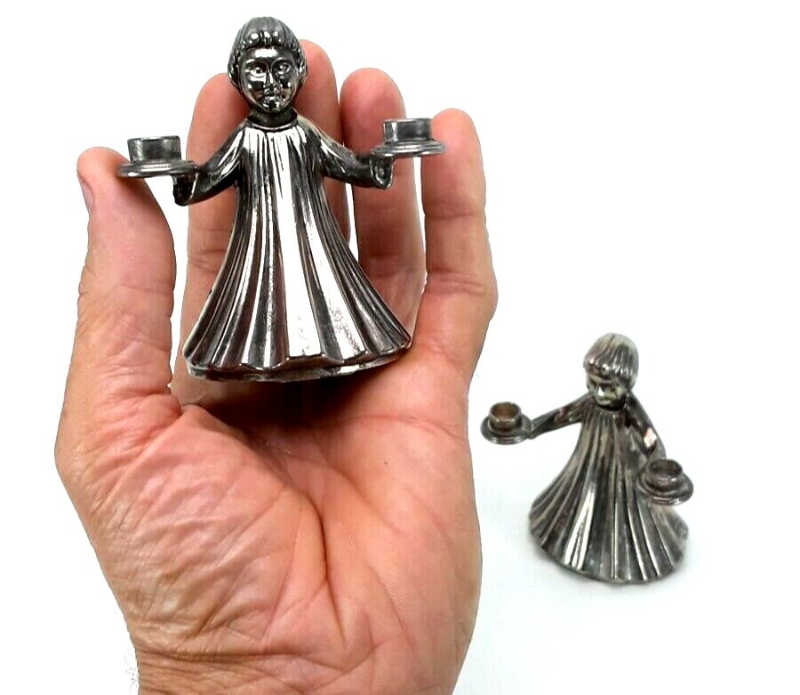 Vintage Choir Girl Mini Taper Candle Holders - Silver Tone - Made in ...