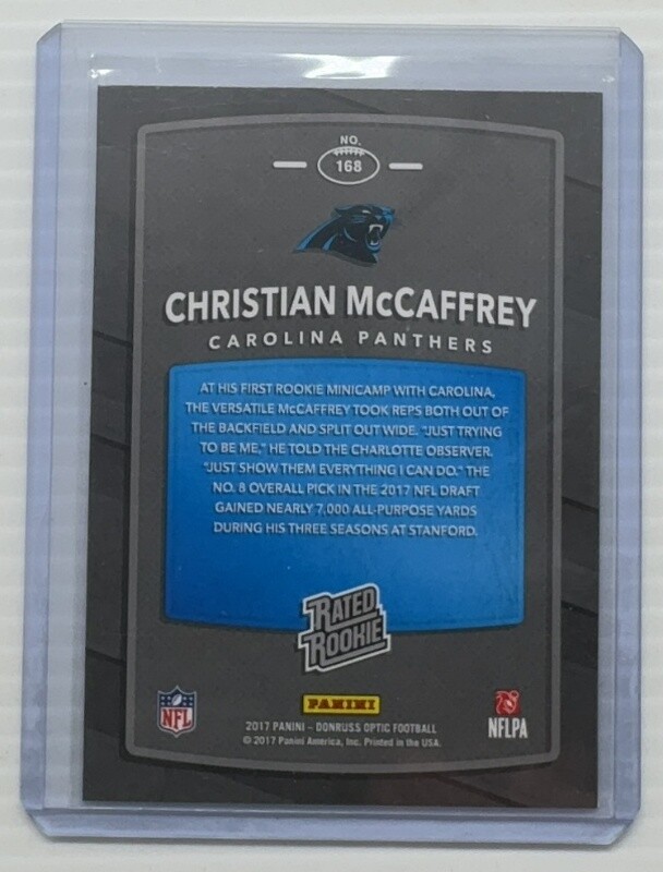 2017 Panini Donruss Optic Christian McCaffrey Rated Rookie RC #168 ...