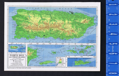 PUERTO RICO & VIRGIN ISLANDS - 1950s Country Map | eBay
