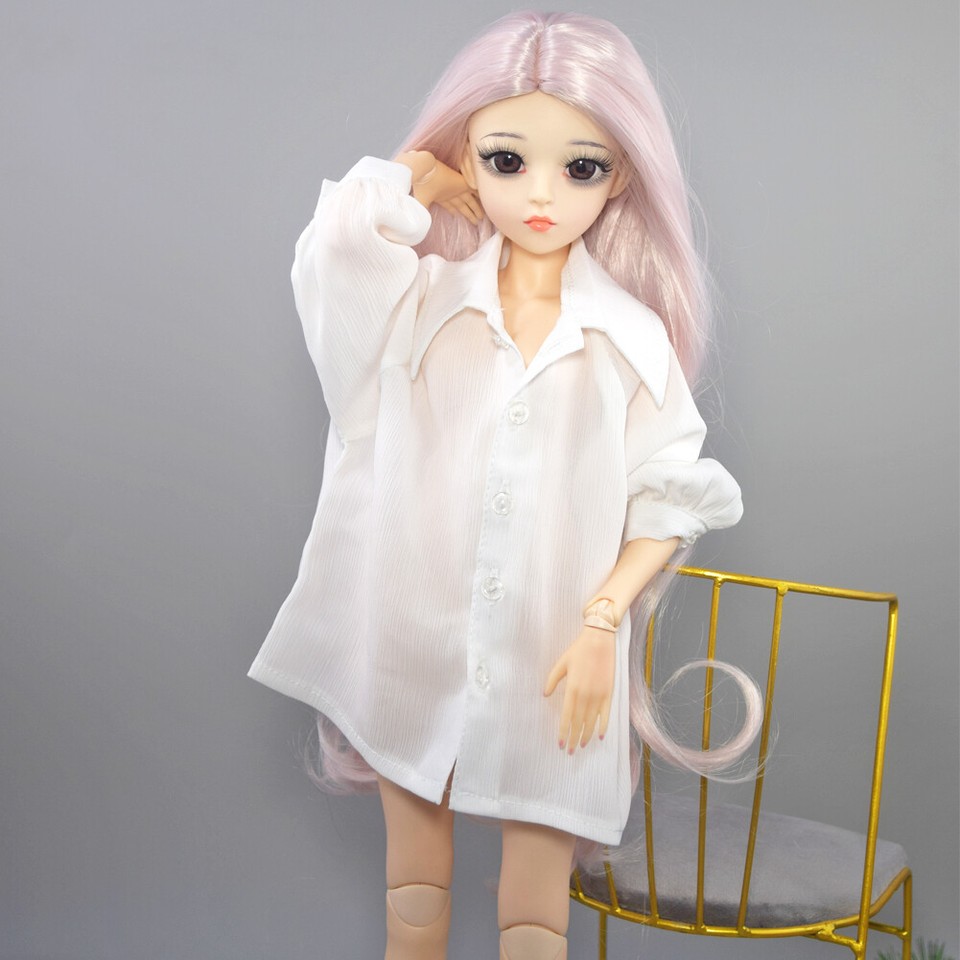 Fashion 1/3 BJD Doll + Face Makeup Pink Wavy Wig Clothes Kids Gift ...