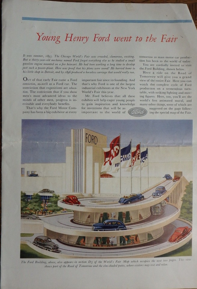 1939 New York World's Fair Map from The New Yorker w/Ford Motor Co ...