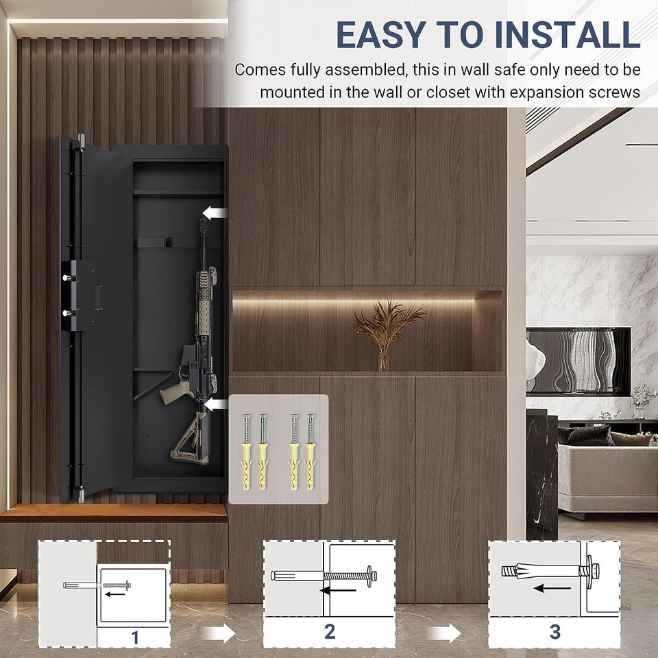 45" Tall Wall Gun Safe,Hidden Wall Safes for Home Rifle and Pistols,Gun ...