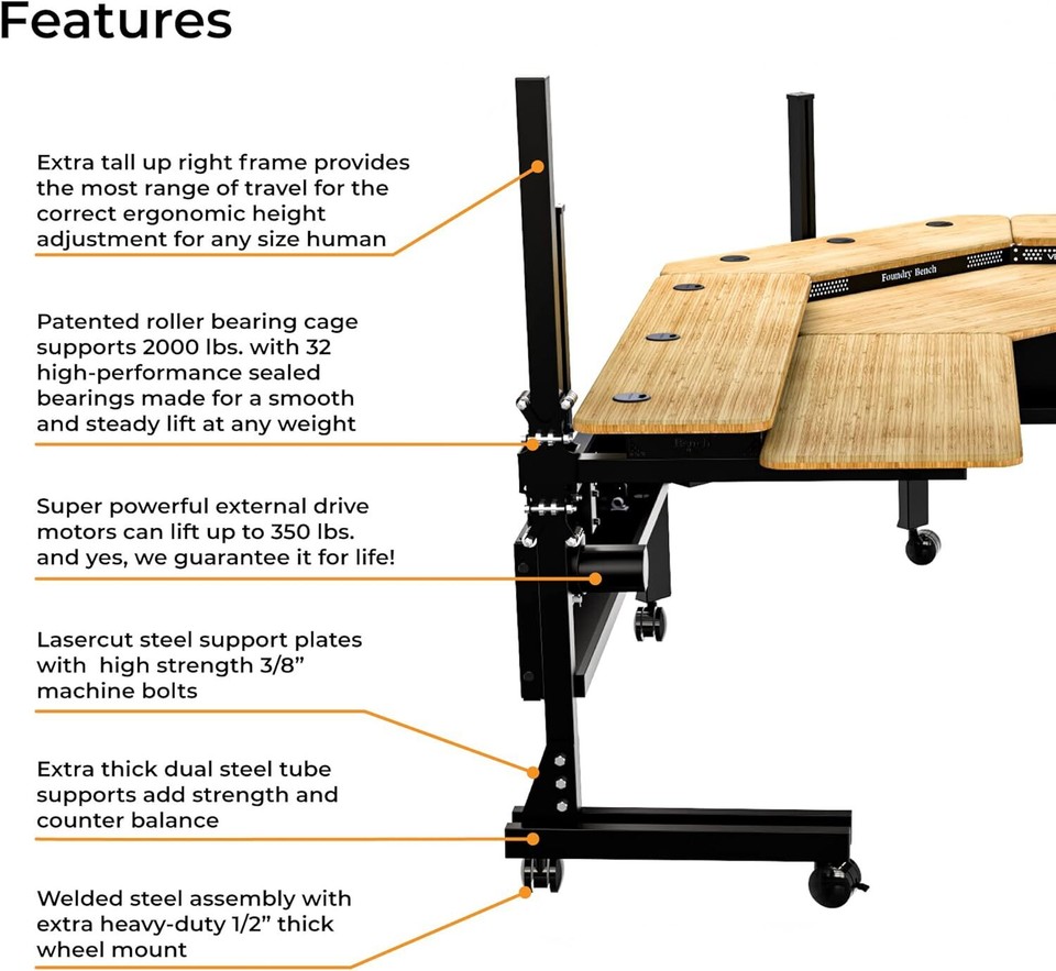 VersaDesk® Foundry Bench® Corner Electric Height Adjustable Standing ...