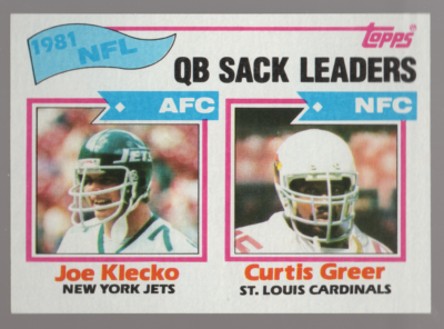 (2)1982 Topps '1981 NFL QB SACK LEADERS' - #259 - JOE KLECKO & CURTIS ...