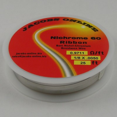 Nichrome 60 ribbon (flat) wire 1/8" X 0.005", 0.971 ohms/ft, 25 ft ...