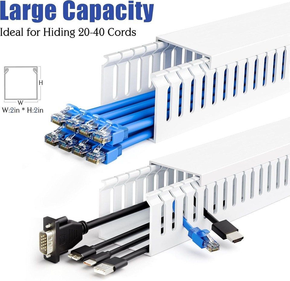 (6X L16.5in) Professional Server Rack Cable Management Raceway,H2 x ...