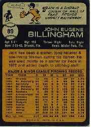 1973 Topps #89 Jack Billingham Stock Photo. Condition of the actual ...
