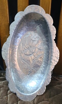 Hammered Aluminum Tray Tulips Kent Silver Company Hand Wrought 406 ...