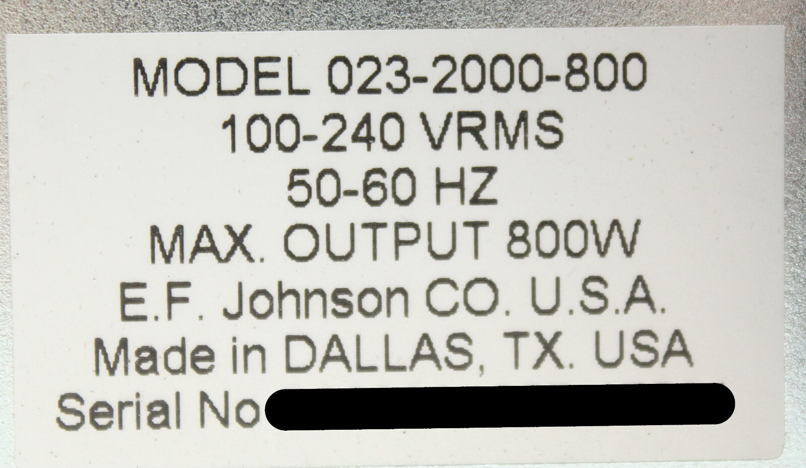 EF JOHNSON VIKING VX REPEATER POWER SUPPLY 230-2000-800 | eBay
