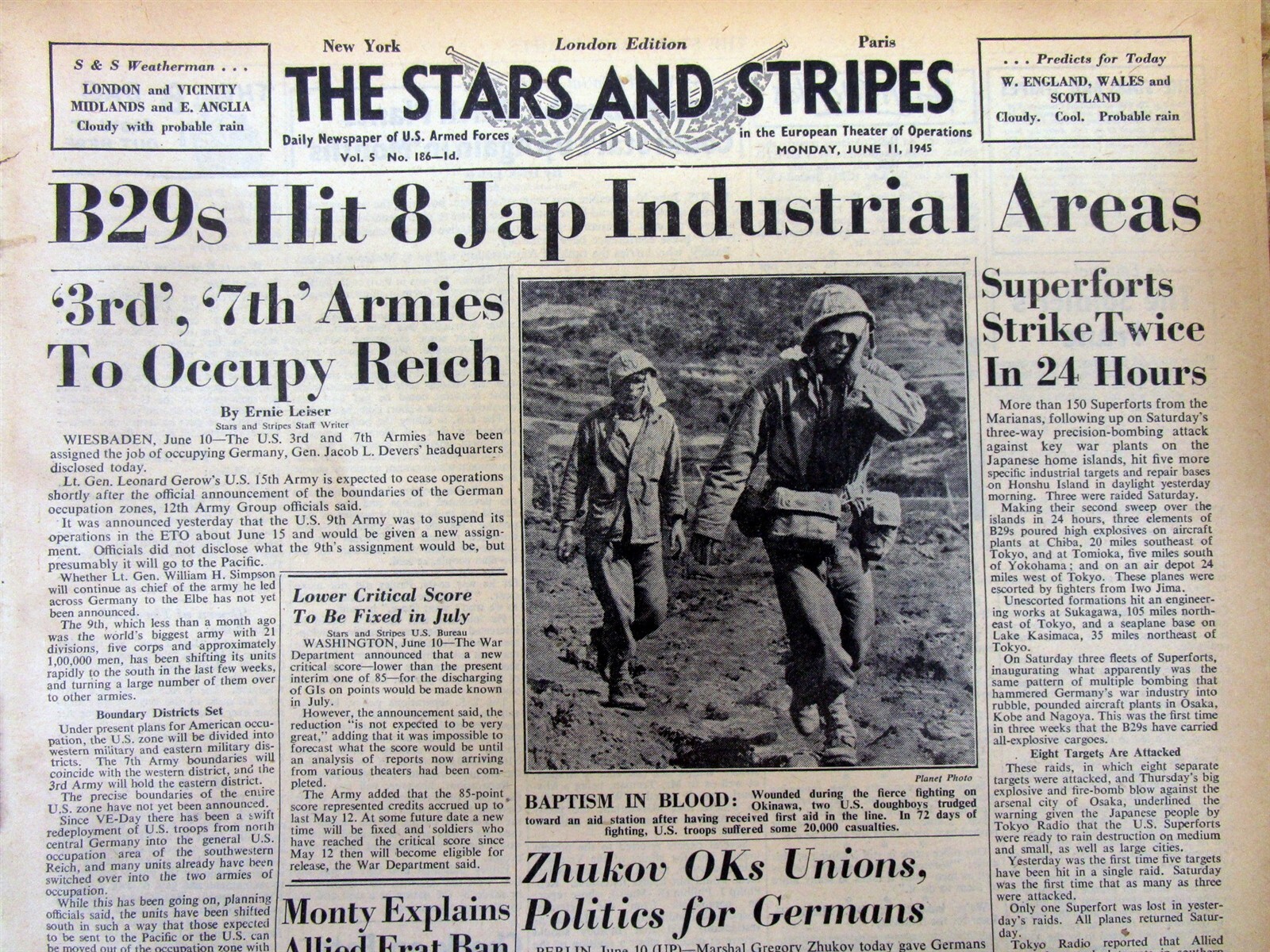 1945 newspaper ADOLPH HITLER ALIVE aftr MARRYING EVA BRAUN WW II Stars ...