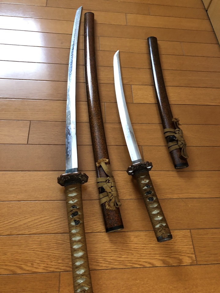 antique japanese samurai sword set Tachi Wakizashi Deer antlers ...